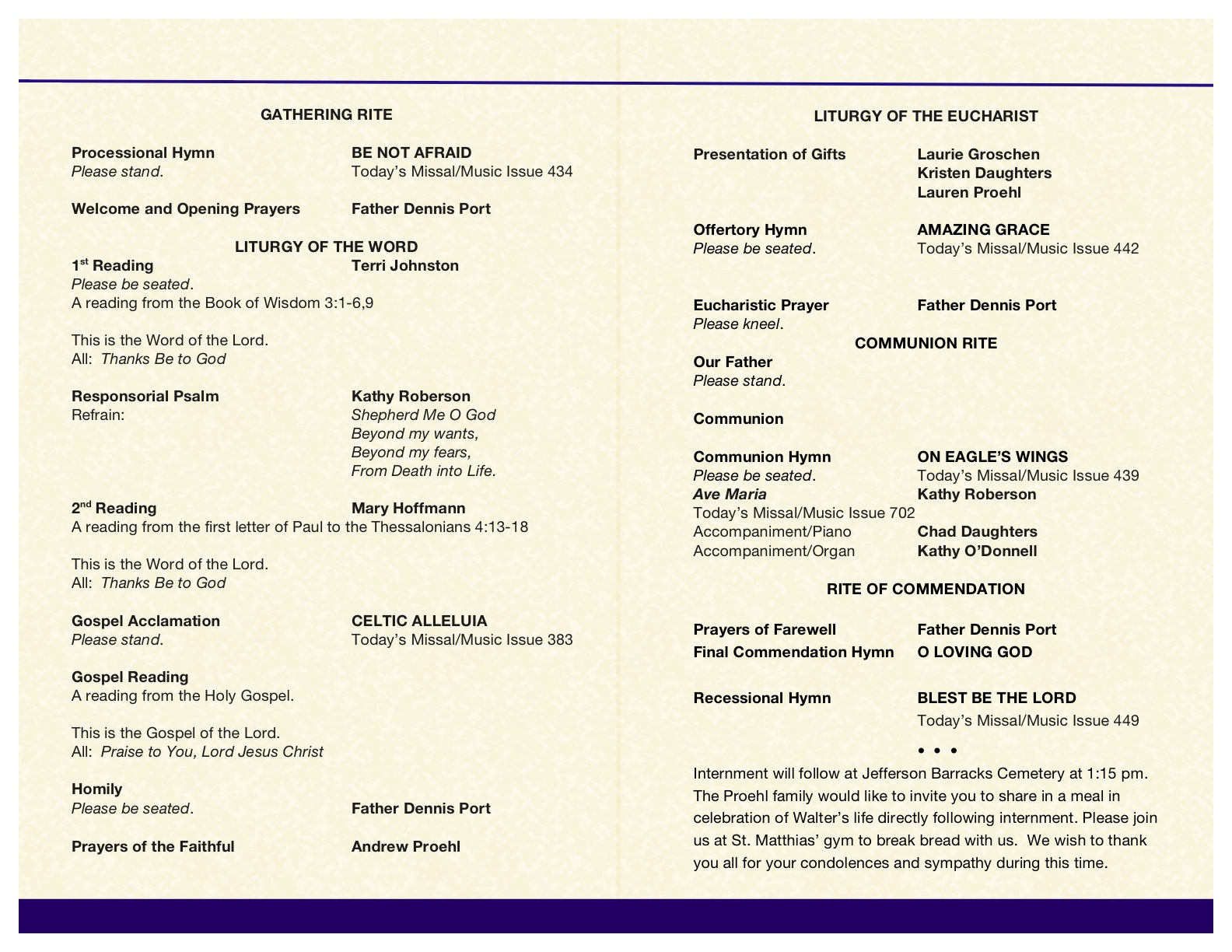 Printable Catholic Funeral Mass Program Template Printable Templates