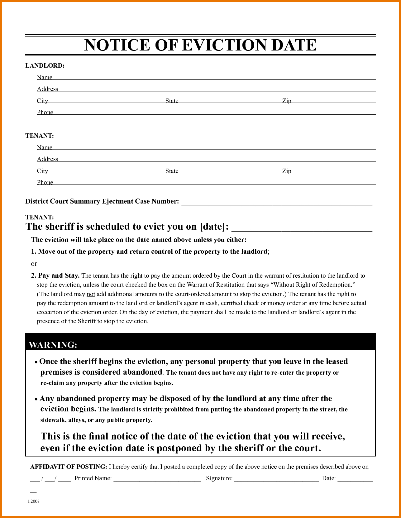 Maryland Eviction Notice Template