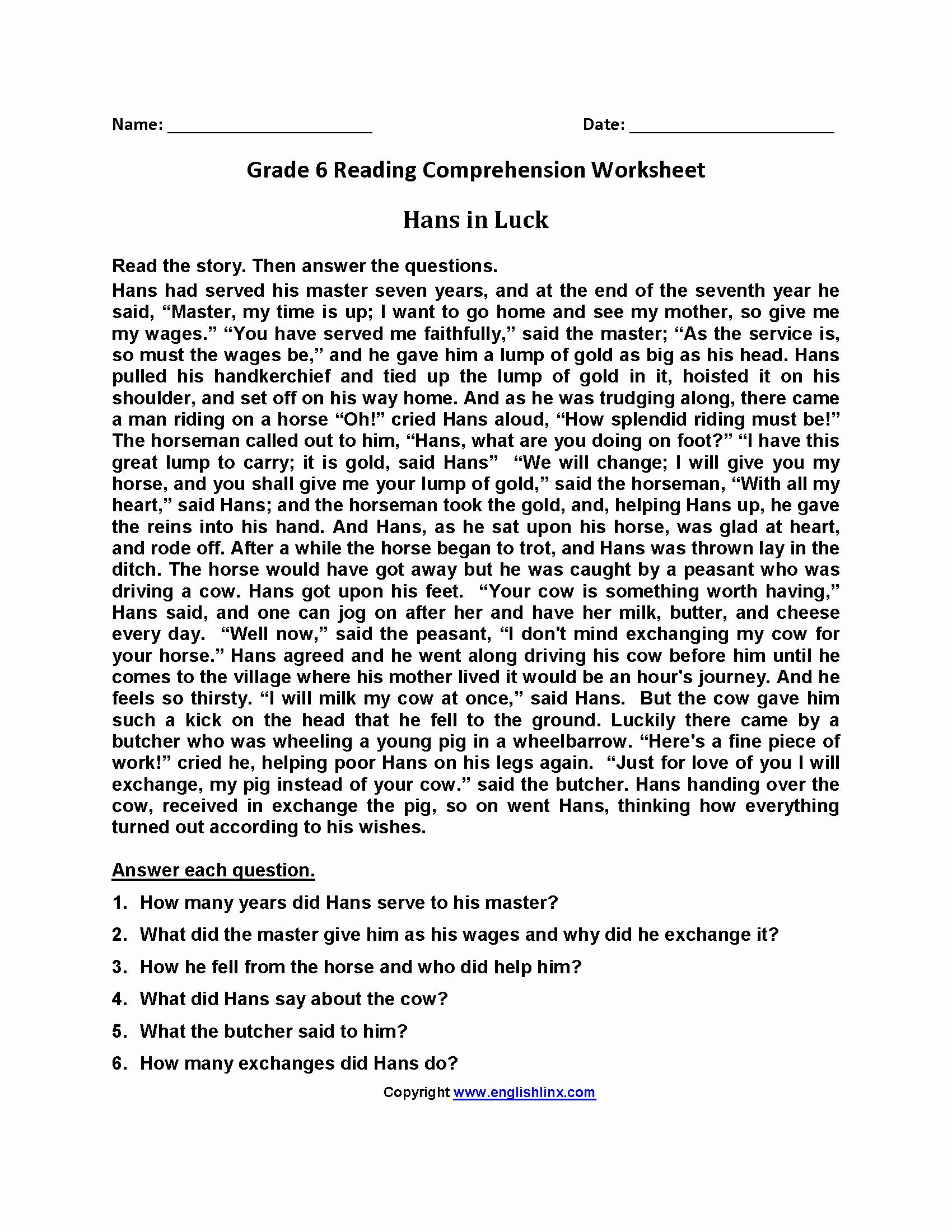 Free Comprehension Worksheets For Grade 7 Printable W Vrogue co
