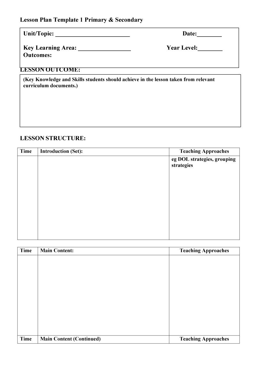 44 Free Lesson Plan Templates Common Core Preschool Weekly Free