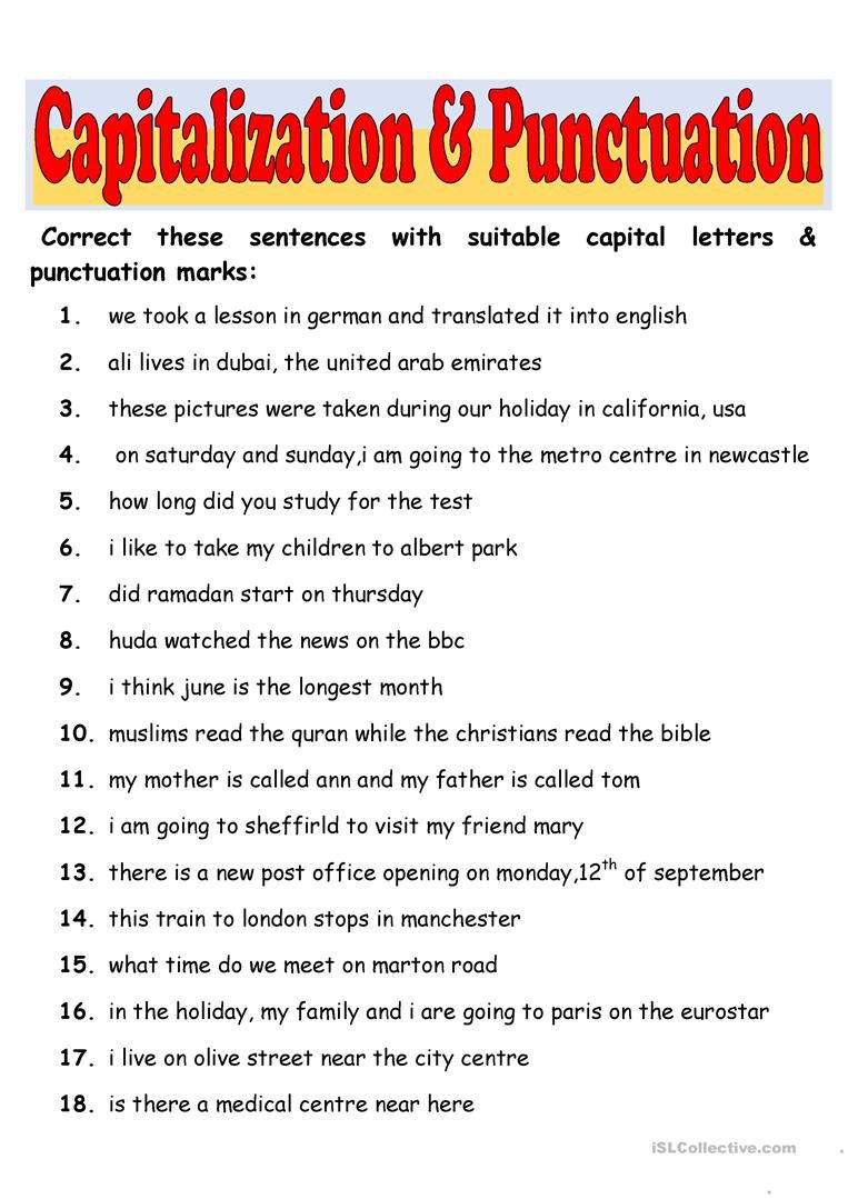 Worksheets On Capital Letters And Full Stops Unseen Passage Yuvika