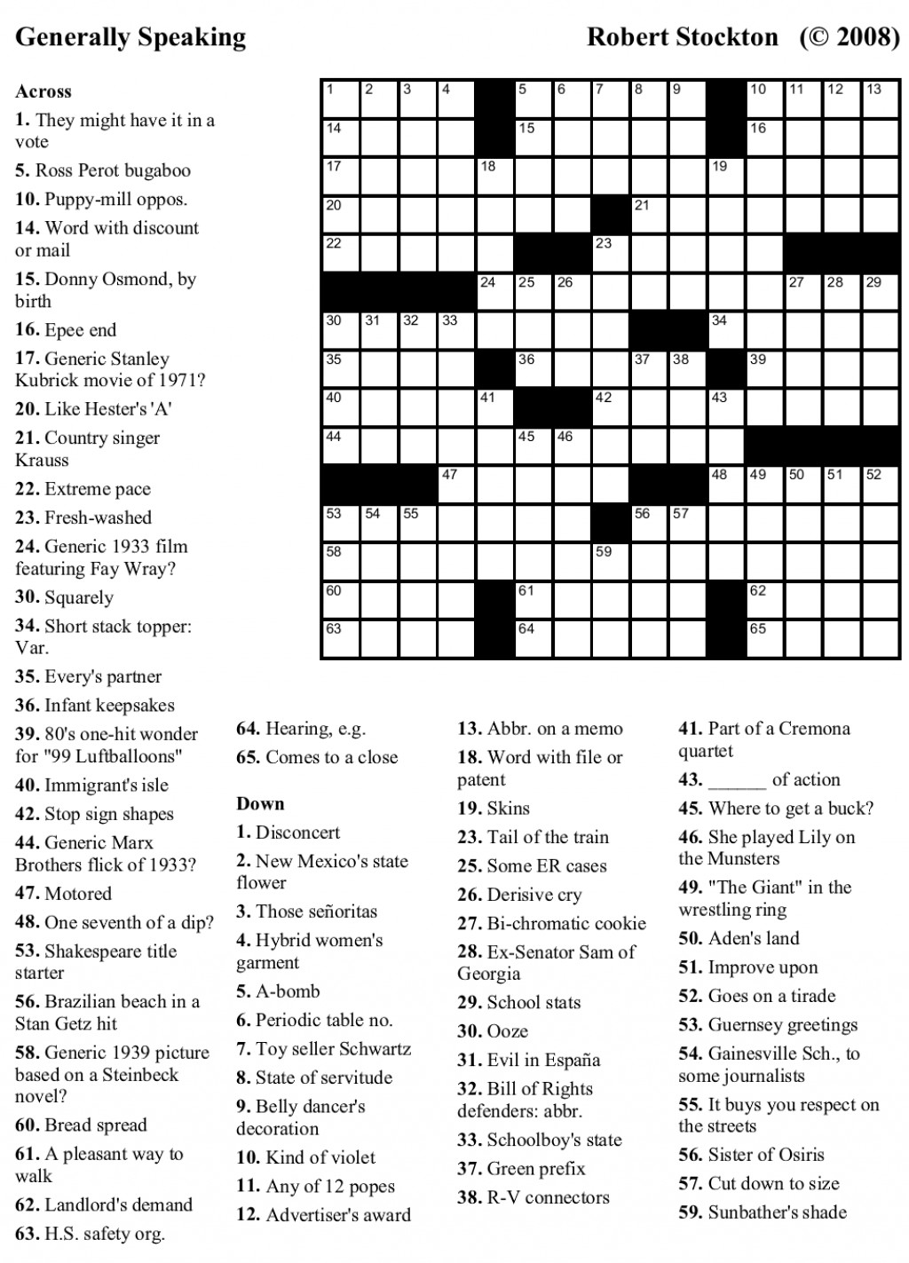 Free Easy Printable Crossword Puzzles For Adults Easy Printable
