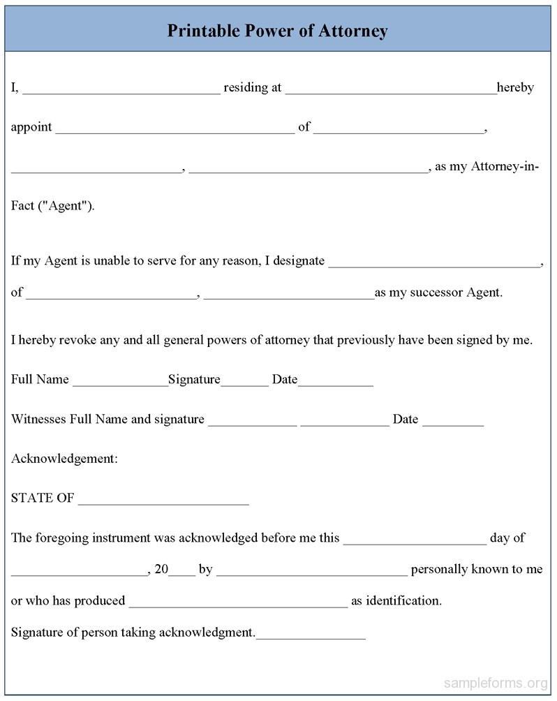 Free Printable Power Of Attorney Free Printable