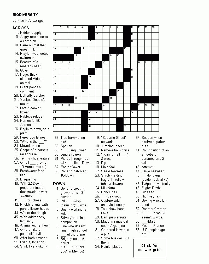 Free Printable Crosswords Medium Free Printable