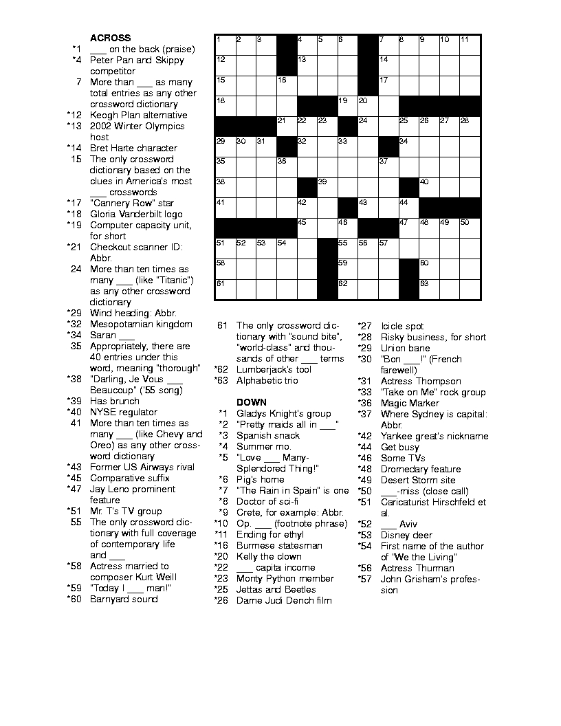 Free Printable Crossword Puzzles Free Printable