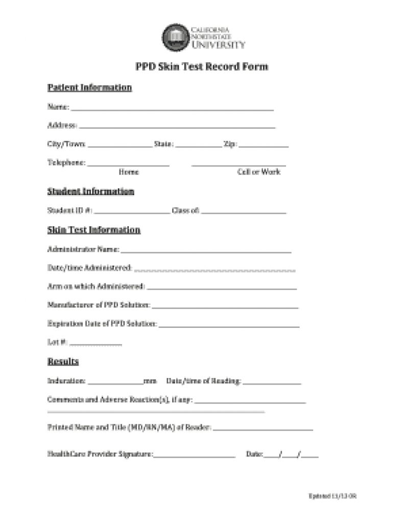 Template Printable Tb Test Form For Employment Printable Templates