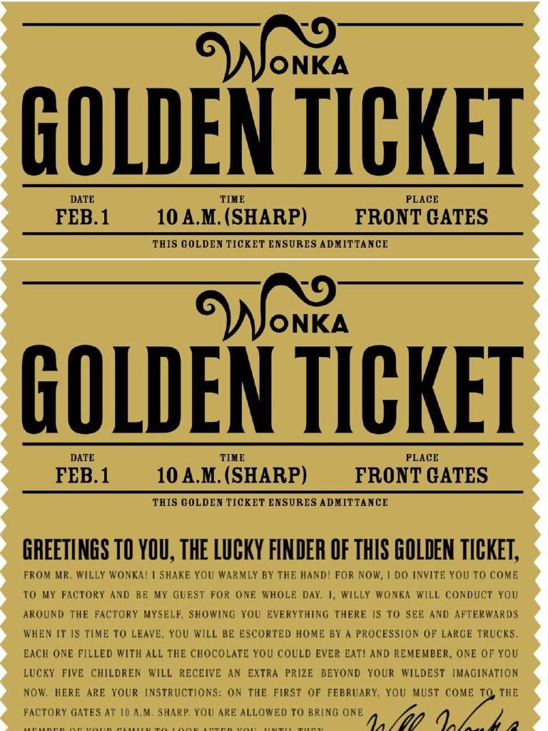 Free Printable Willy Wonka s Golden Ticket Need To Have A Scrbd Wonka