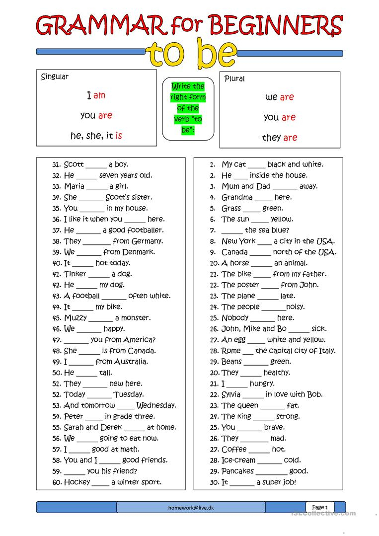Esl Grammar Worksheets For Beginners