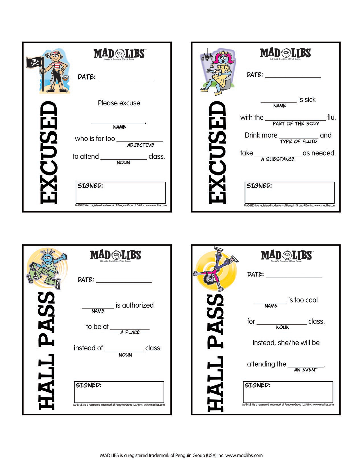 Free Printable Mad Libs For Middle School Students