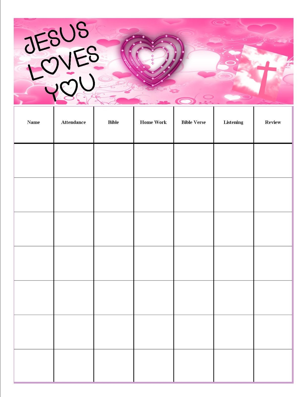 Free Printable Sunday School Attendance Sheet Free Printable