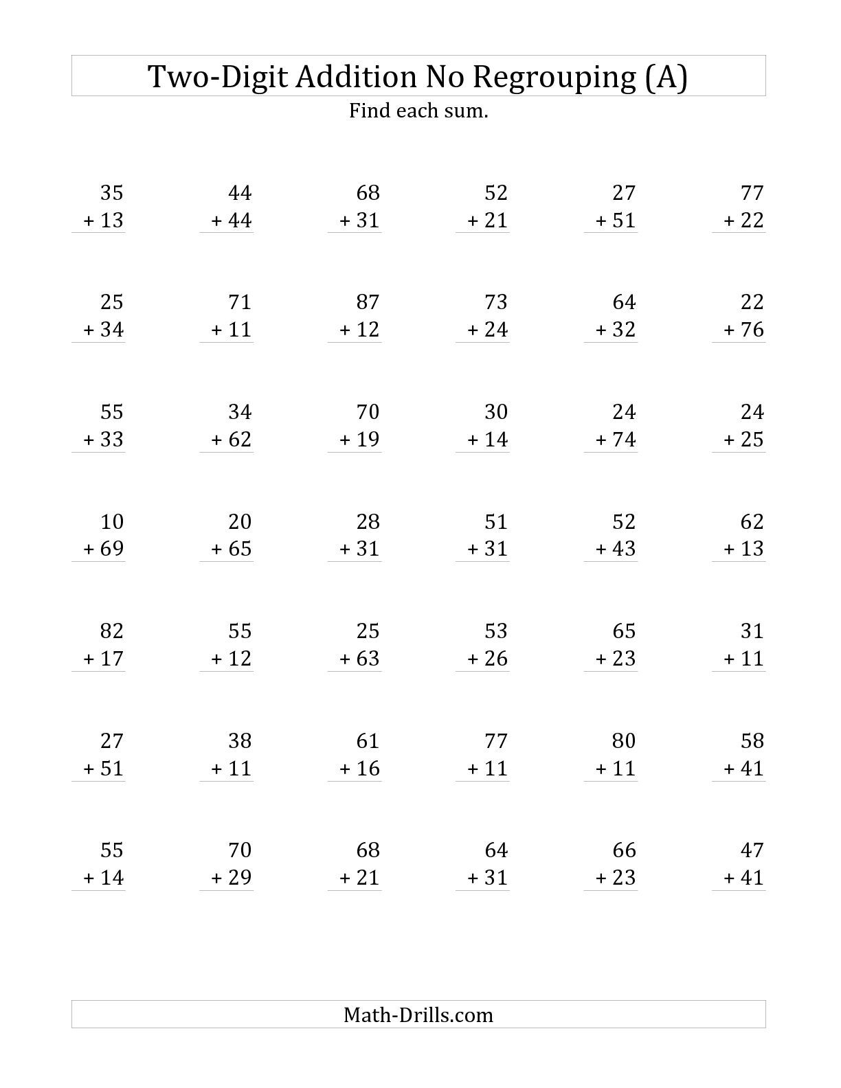 Free Printable Two Digit Addition Worksheets Free Printable