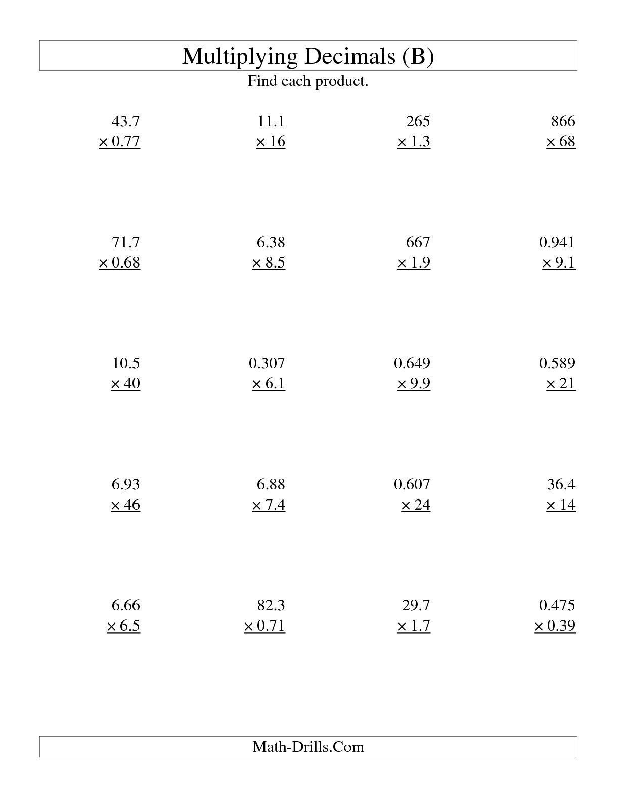 Free Printable Decimal Worksheets