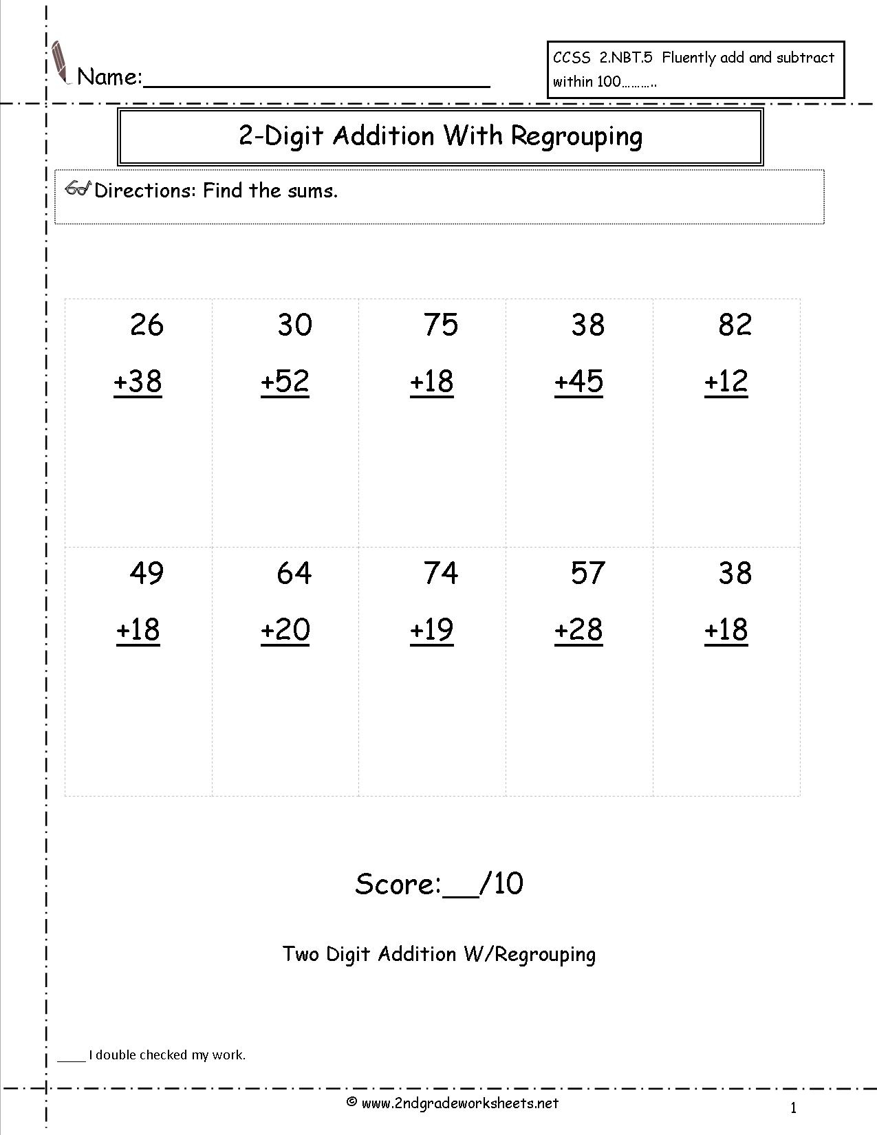 Free Printable Two Digit Addition Worksheets Free Printable