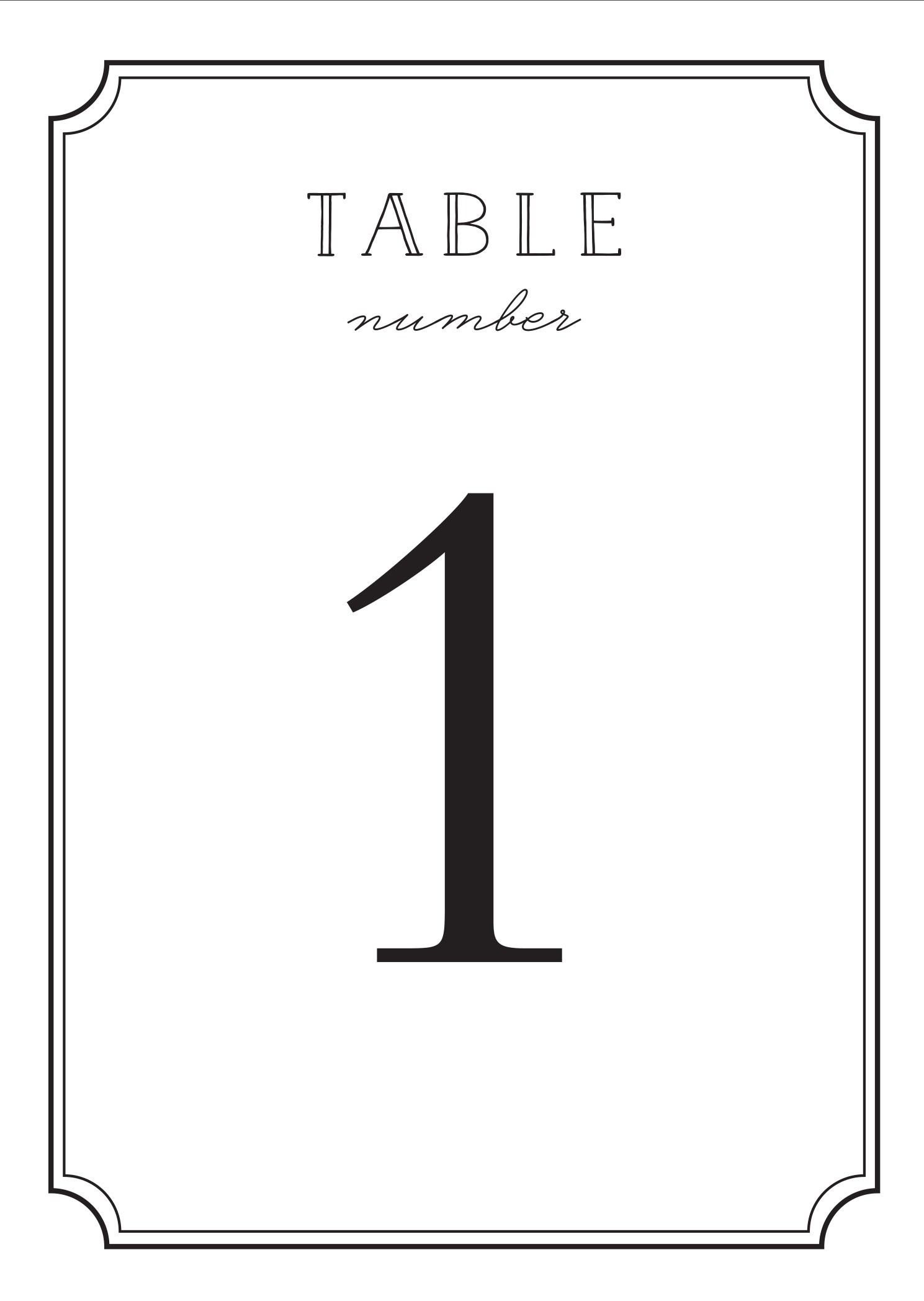 Wedding Table Numbers Template